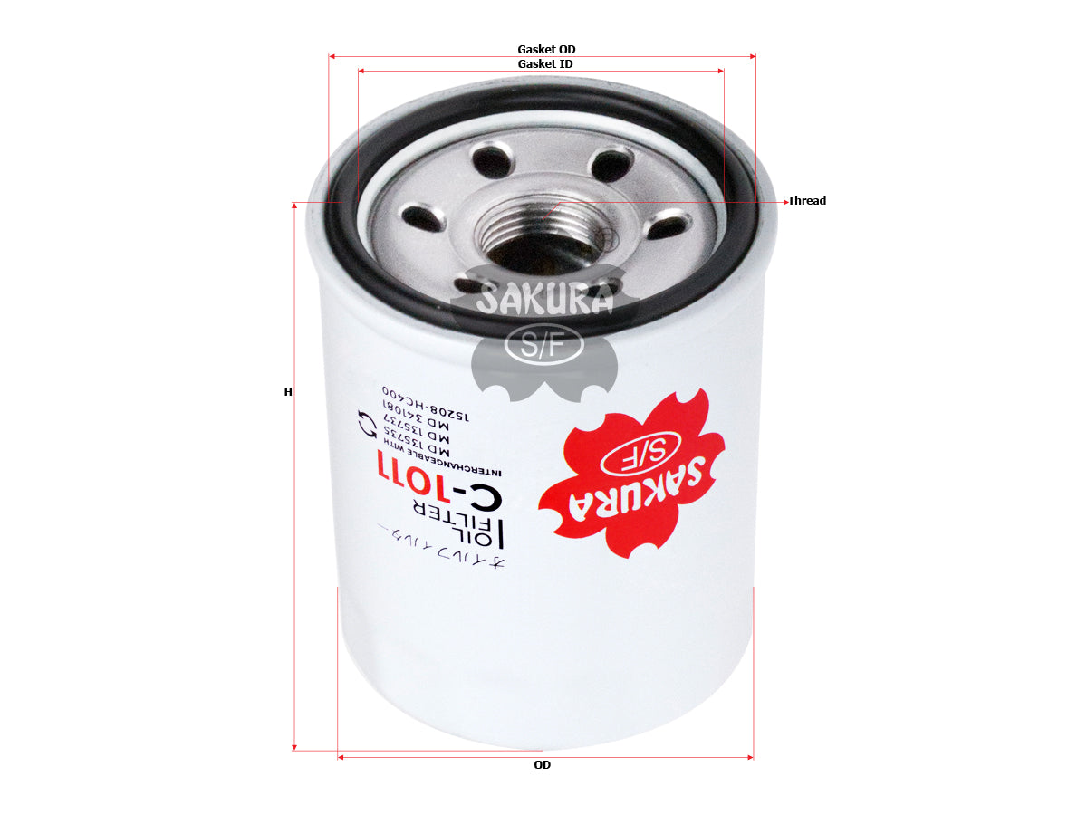 SAKURA,, Oil Filter (Spin-On), 26300-02751, C-1011, HITACHI
