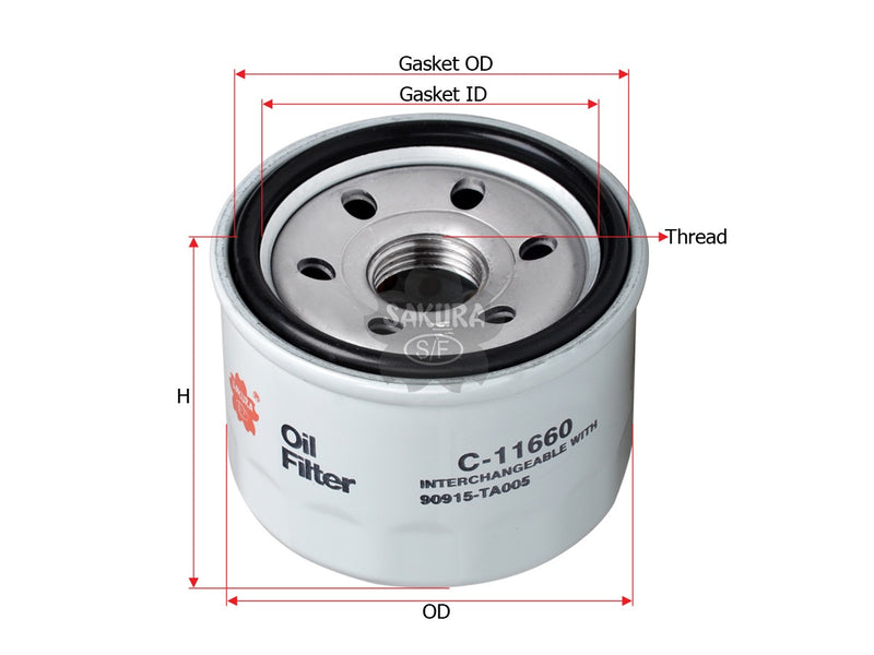 SAKURA,, Oil Filter (Spin-On), 90915-TA005, C-11660, TOYOTA — Win Store