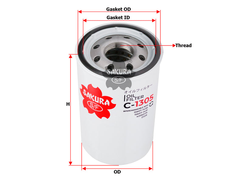 SAKURA,, Oil Filter (Spin-On), 4283859, C-1305, KOMATSU — Win Store