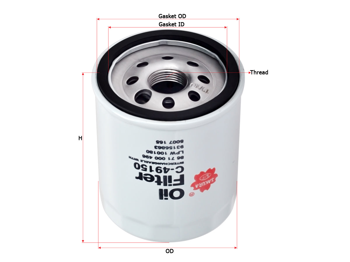 SAKURA,, Oil Filter (Spin-On), 10276597, C-49150, LAND ROVER