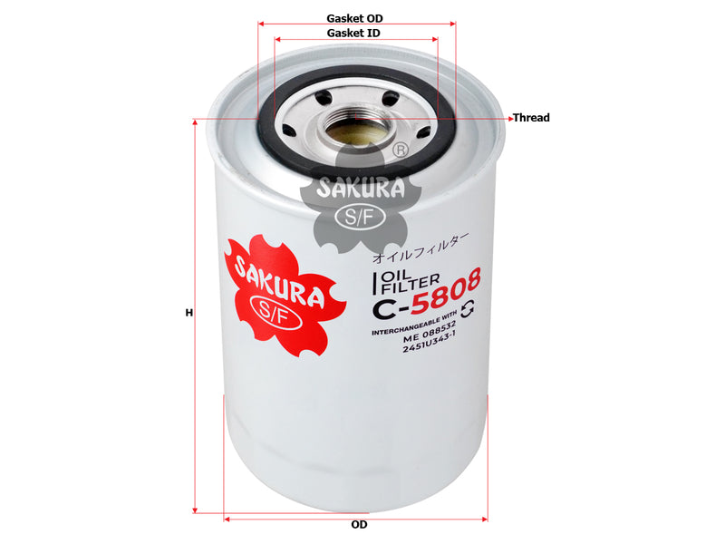SAKURA Oil Filter (Spin-On) AY100-MT030 C-5808 Fits CANTER 4M50/T — Win ...