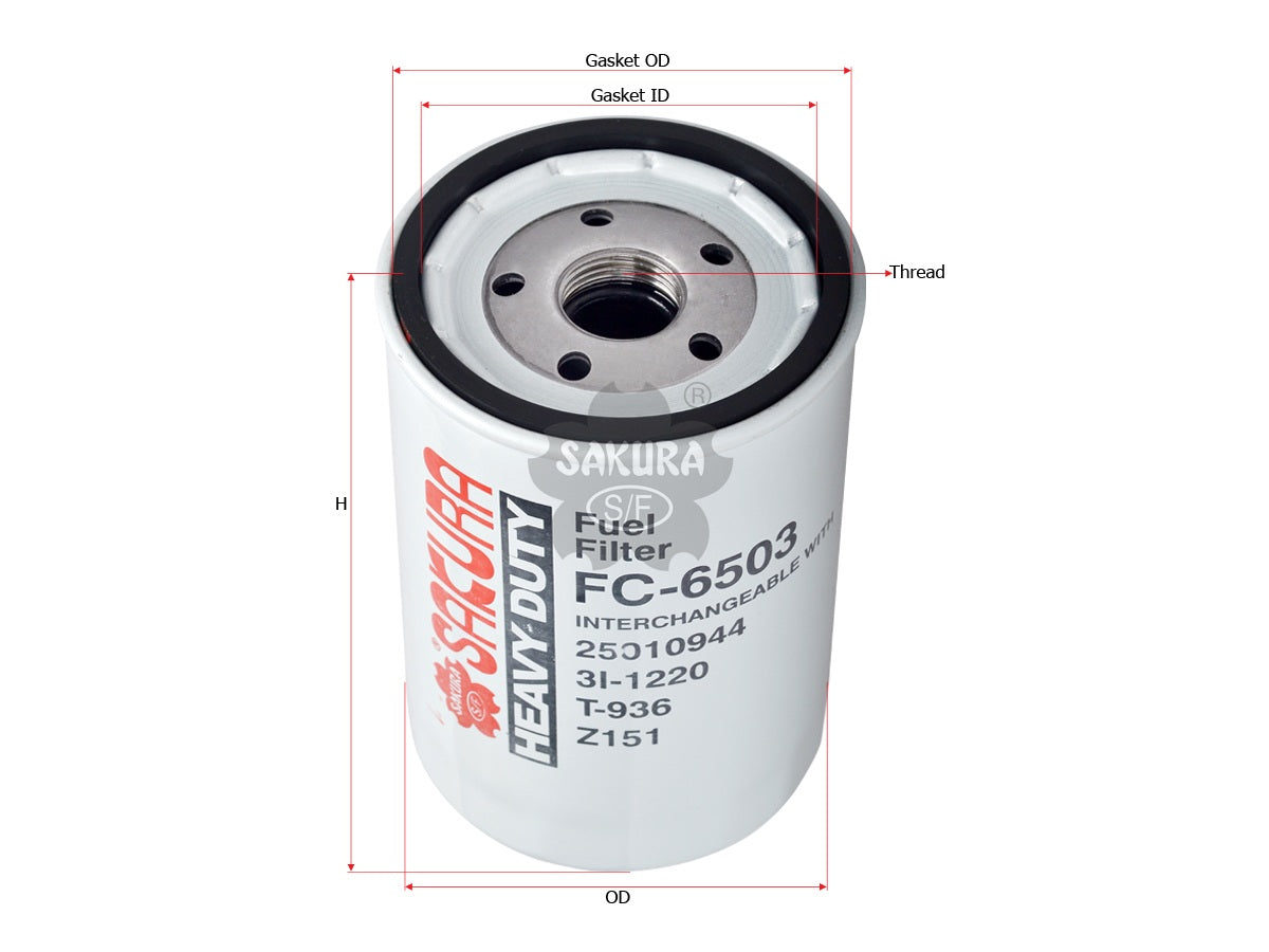 SAKURA,, Fuel Filter (Spin-On), 3I-1220, FC-6503, DETROIT DIESEL | Win ...